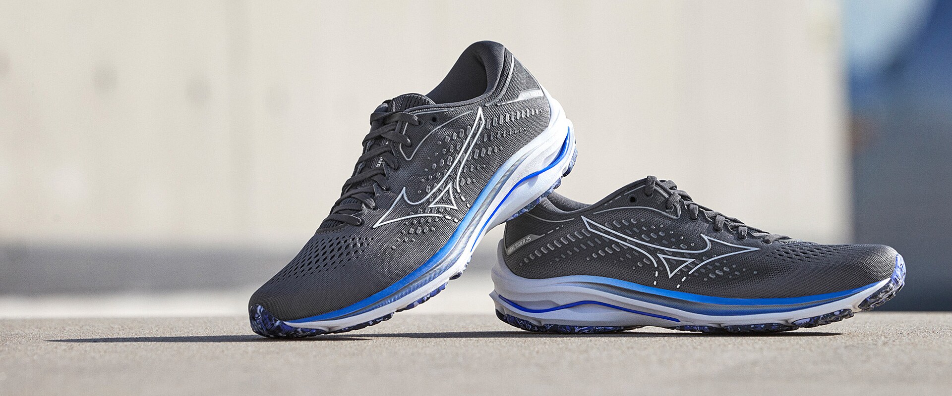 Mizuno Wave Rider 25 - Obsidian / 10077C / Violet Blue - Mens Shoes