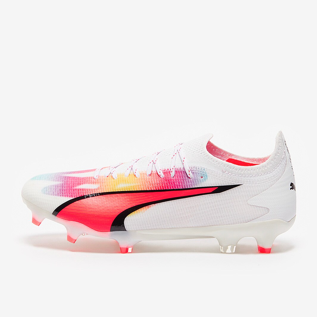 Puma Womens Ultra Ultimate FG/AG - Puma White/Fire Orchid - Mens Cleats