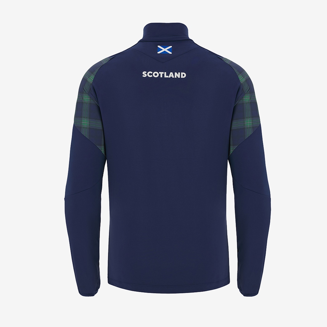 Macron Scotland 23/24 Training 1/4 Zip Top - Blue/Tartan - Mens Replica ...