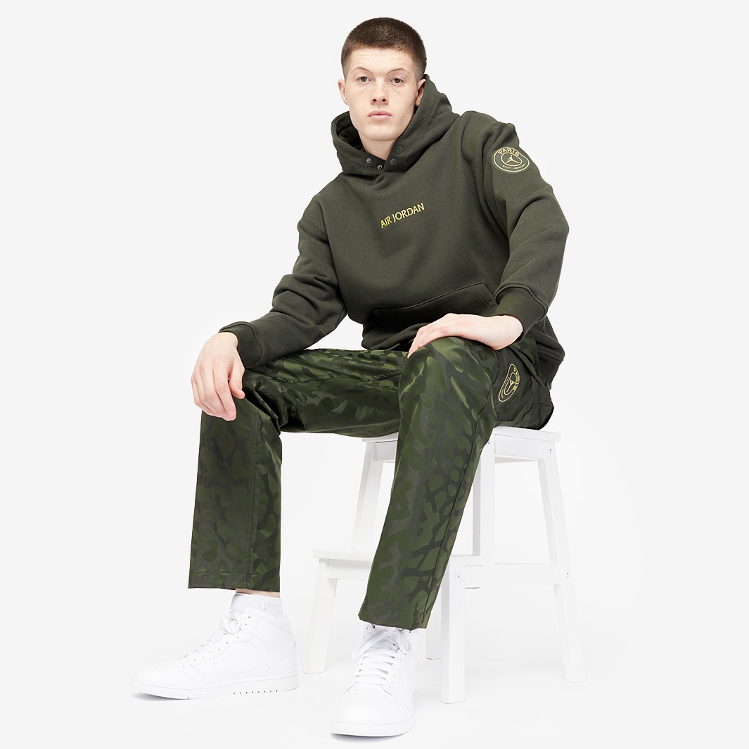 Jordan x PSG Fleece Pull Over Hoodie Sequoia Saturn Gold Tops Mens Clothing Pro Direct Basketball