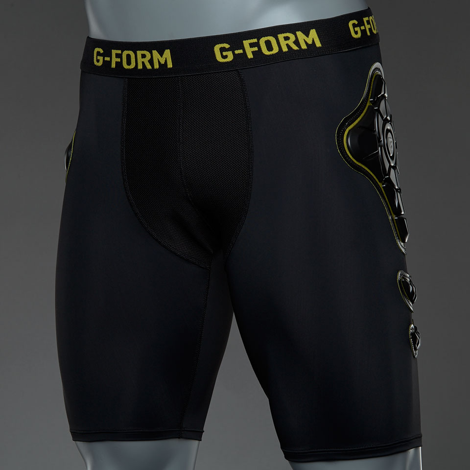 G-Form PRO-X Compression Shorts - Mens Goalkeeper Clothing - Black/Yellow