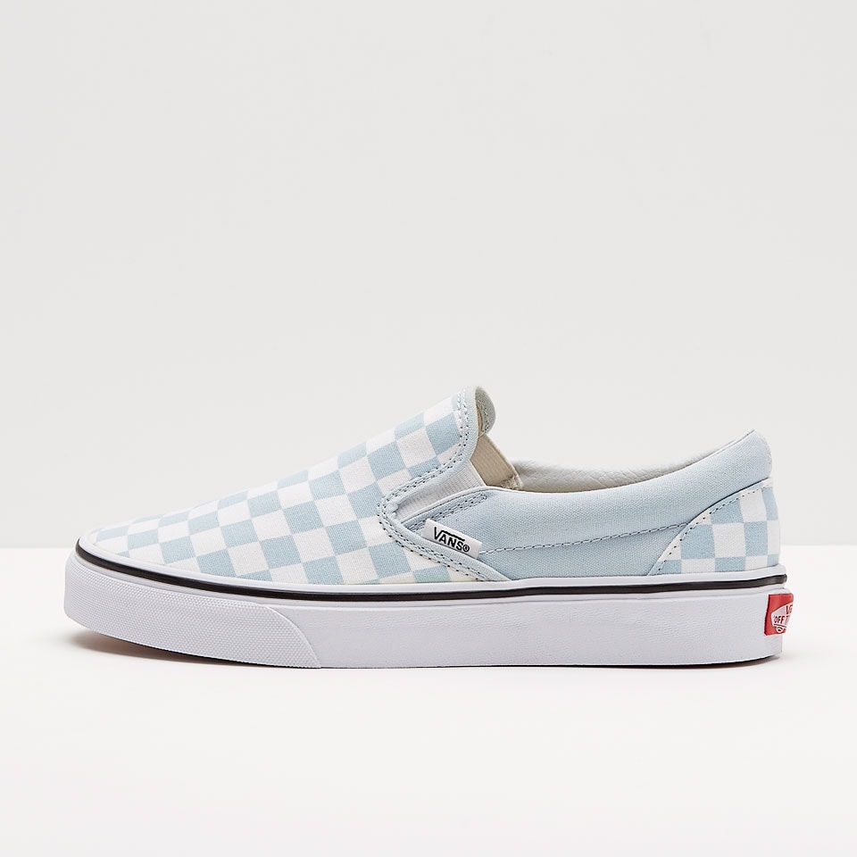 Womens Shoes - Vans Classic Slip-On - Checkerboard Baby Blue - VA38F7QCK