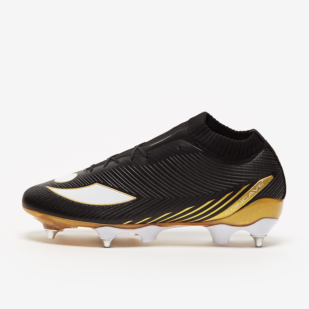 Concave Volt+ Knit SG - Mens Soccer Cleats - Soft Ground - Black/Gold