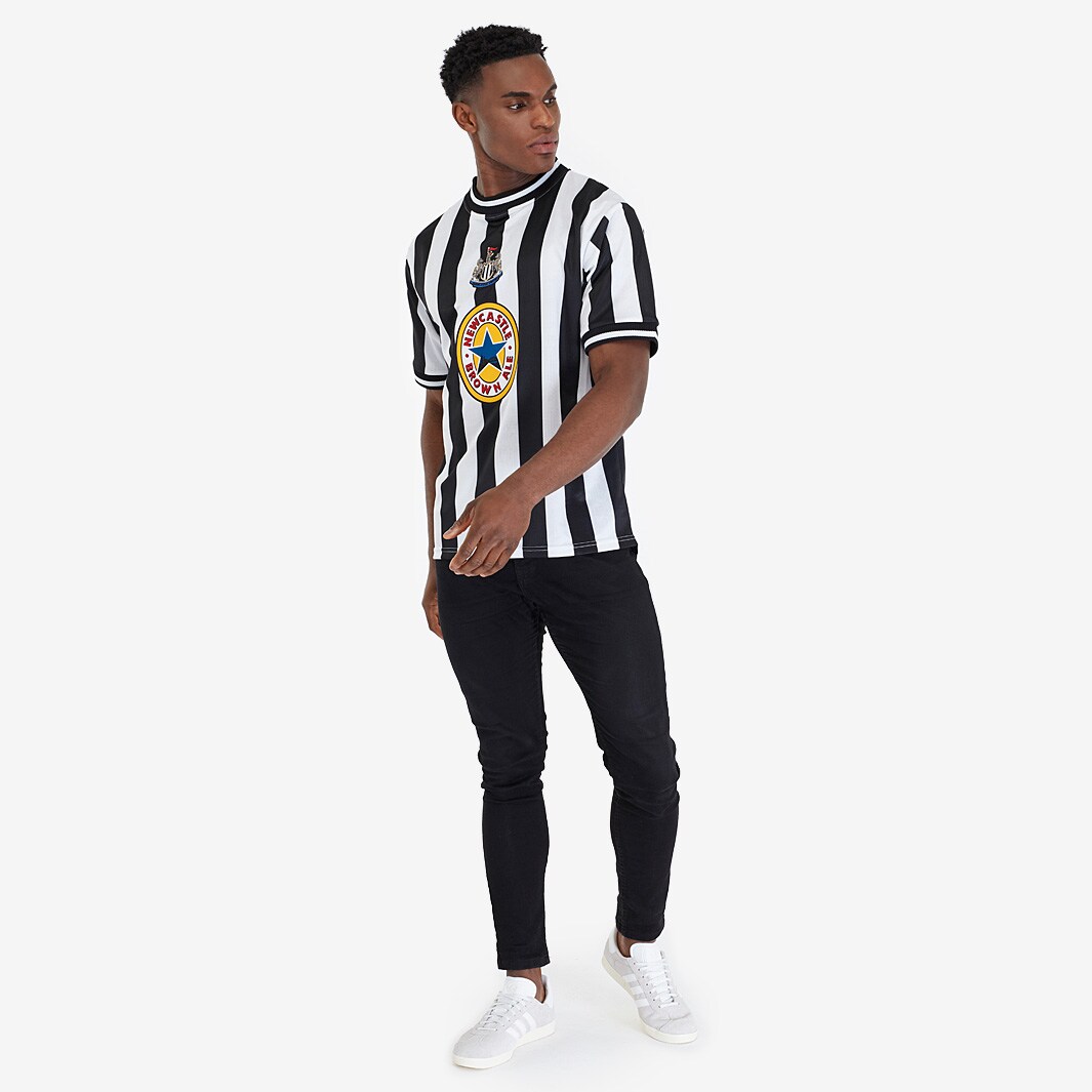 Score Draw Retro Newcastle United 1998 Home Shirt - Black/White - Mens ...