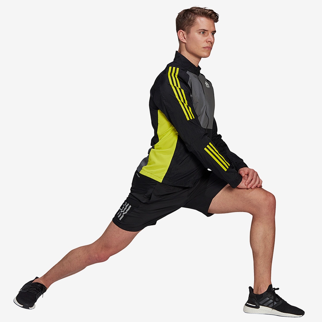 adidas Track Jacket - Black/Grey Five/Acid Yellow - Mens Clothing