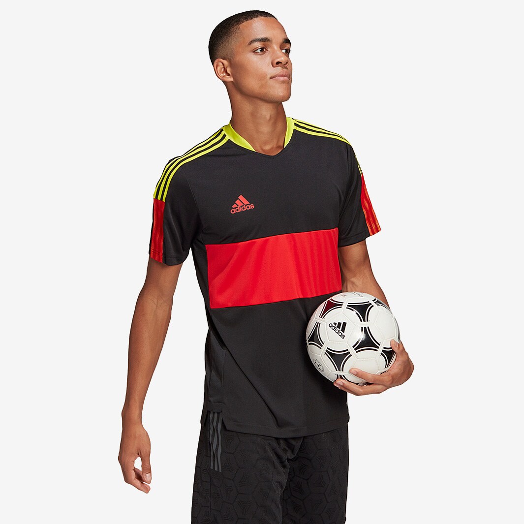 adidas Tiro Shirt - Black/Vivid Red/Acid Yellow - Tops - Mens Clothing