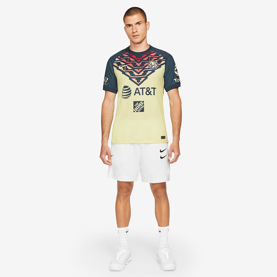 Nike Club America 21/22 Home Stadium SS Shirt - Lemon Chiffon/Armory ...