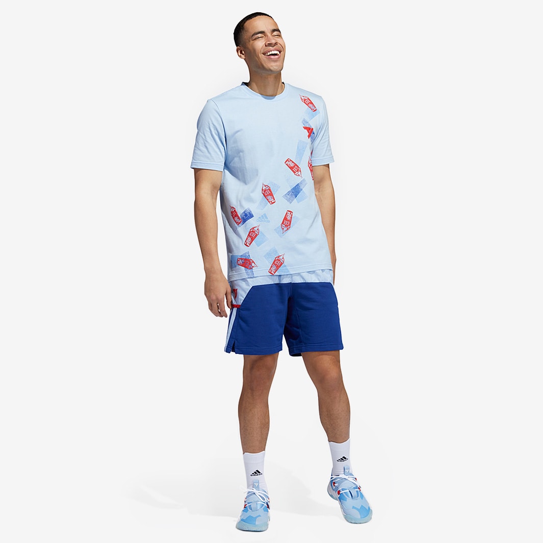 adidas Trae Young Short - Glow Blue/Victory Blue - Mens Clothing
