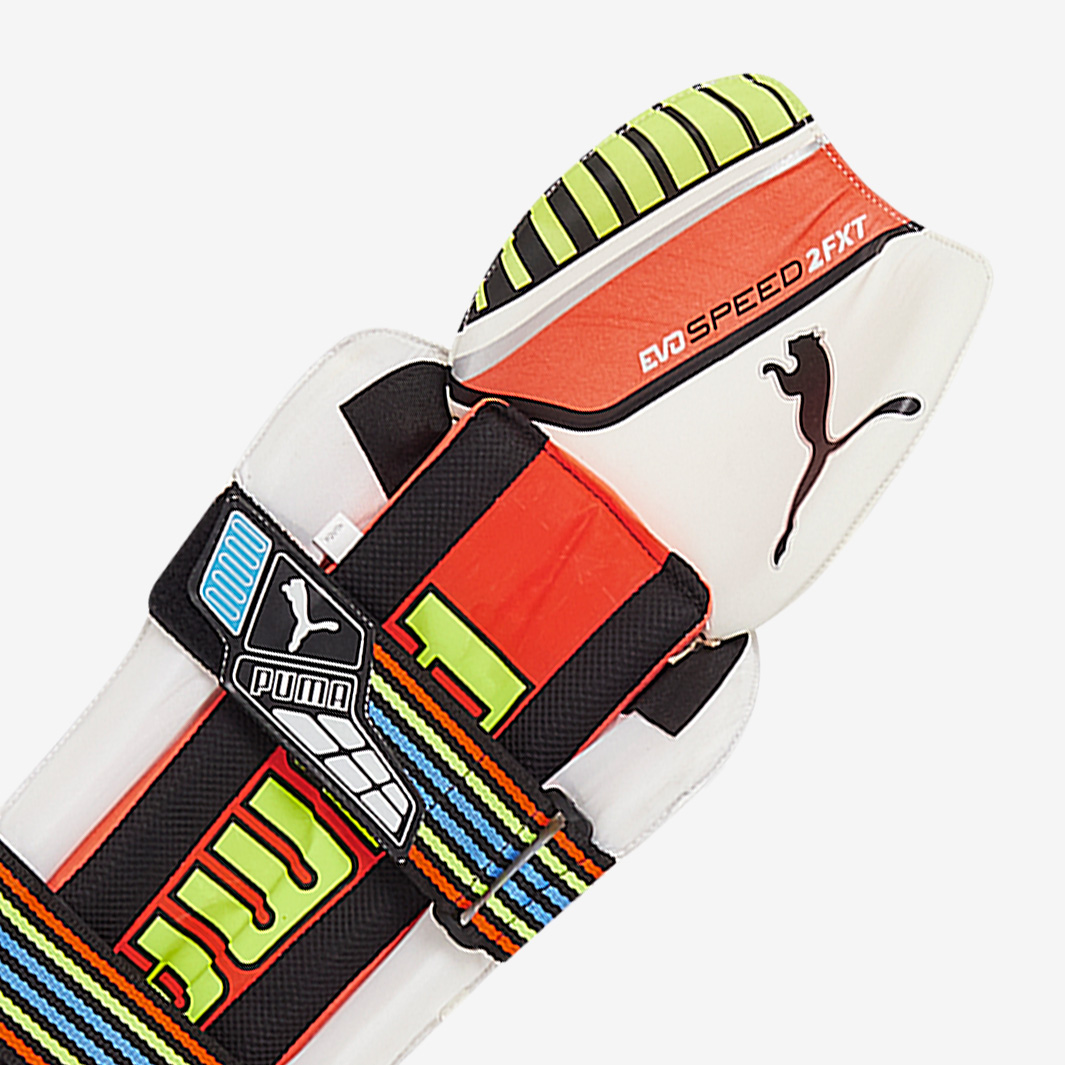 Puma evoSPEED 2 Junior Wicket Keeping Pads - White/ Black/ Yellow/ Pink ...