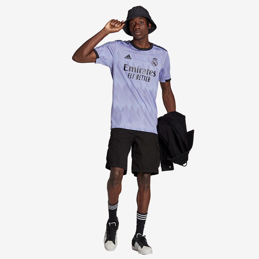 adidas Real Madrid 22/23 Away Shirt - Light Purple - Mens Replica