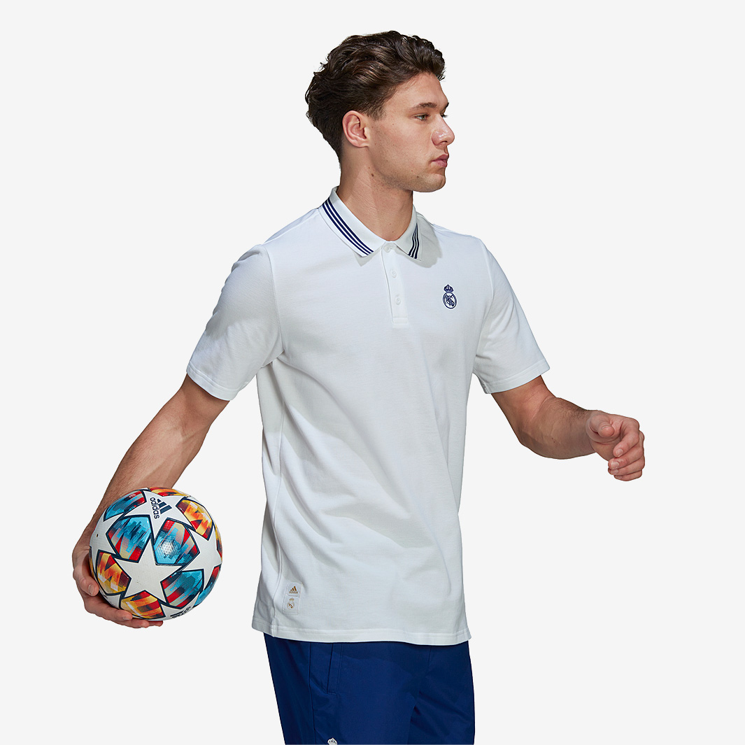 adidas Real Madrid 21/22 Polo Shirt - White - Mens Replica | Pro:Direct ...