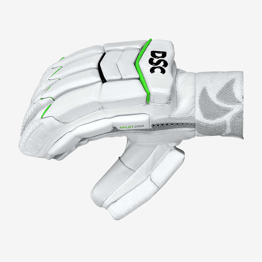 DSC Split 2000 LH Batting Gloves - White/Green/Black - Batting Equipment