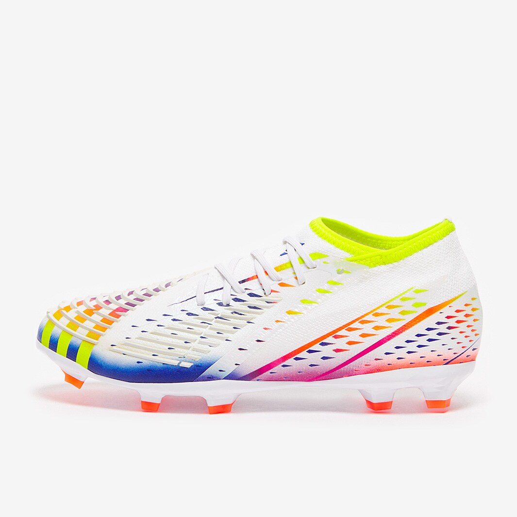 adidas Kids Predator Edge.1 FG - White/Solar Yellow/Power Blue - Junior ...