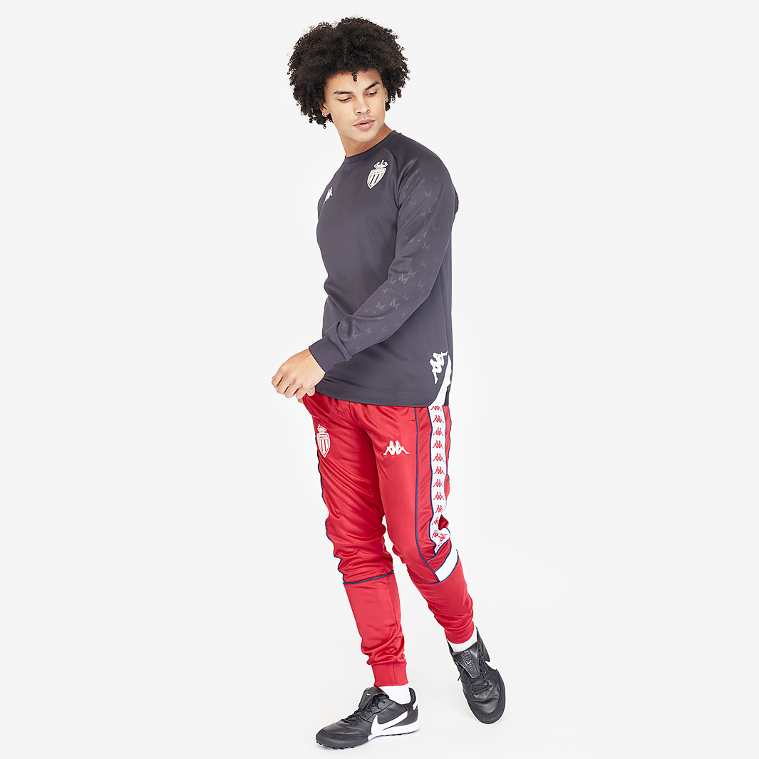 Kappa AS Monaco 22/23 Warm up Sweater - White/Red - Mens Replica | Pro ...