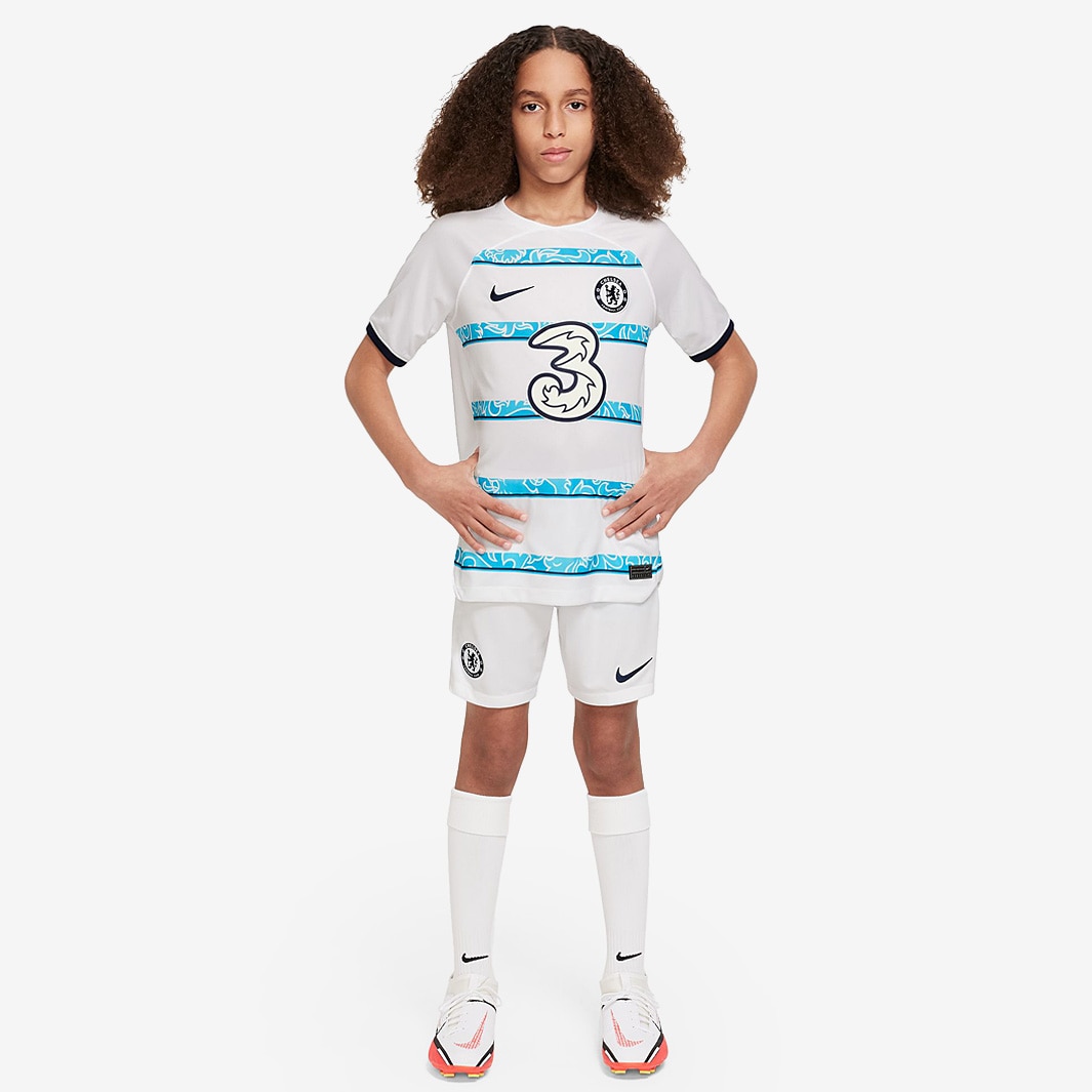 Nike Chelsea FC Kids 22/23 Dri-Fit SS Away Shirt - White/College Navy ...