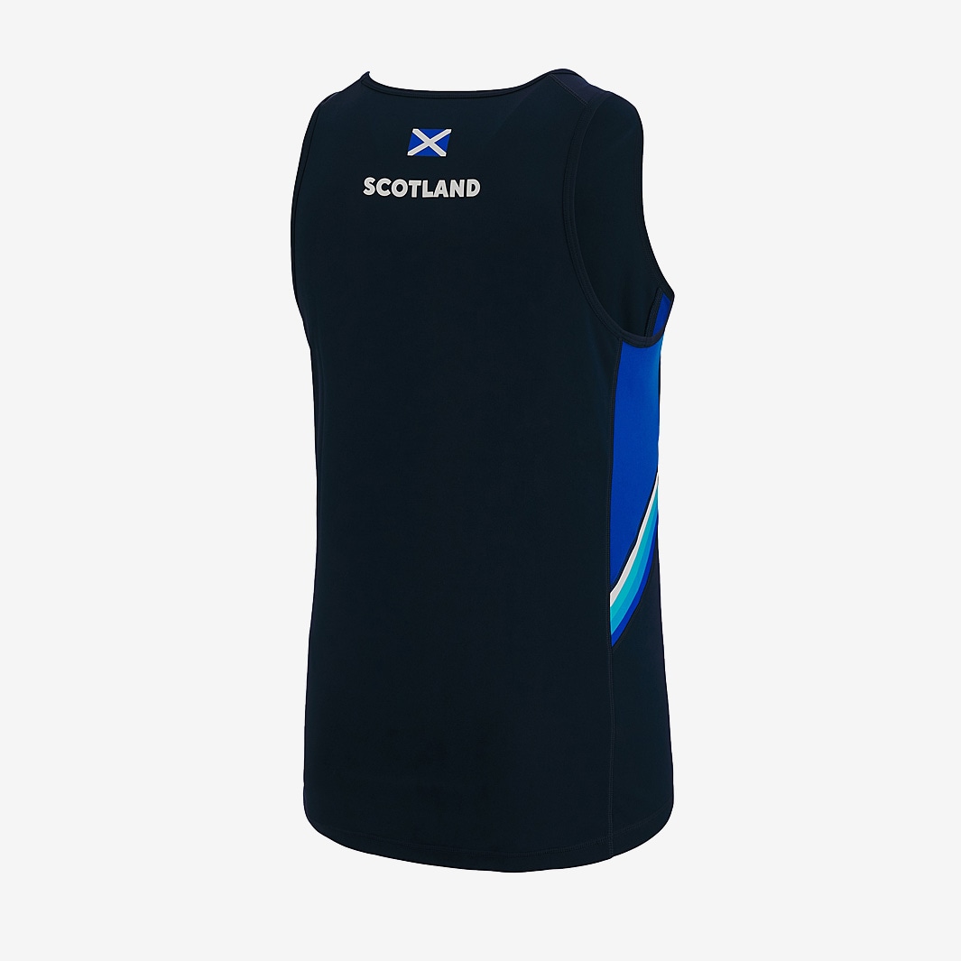 Macron Scotland 22/23 Player Poly Dry Gym Singlet - Navy/Royal Blue ...