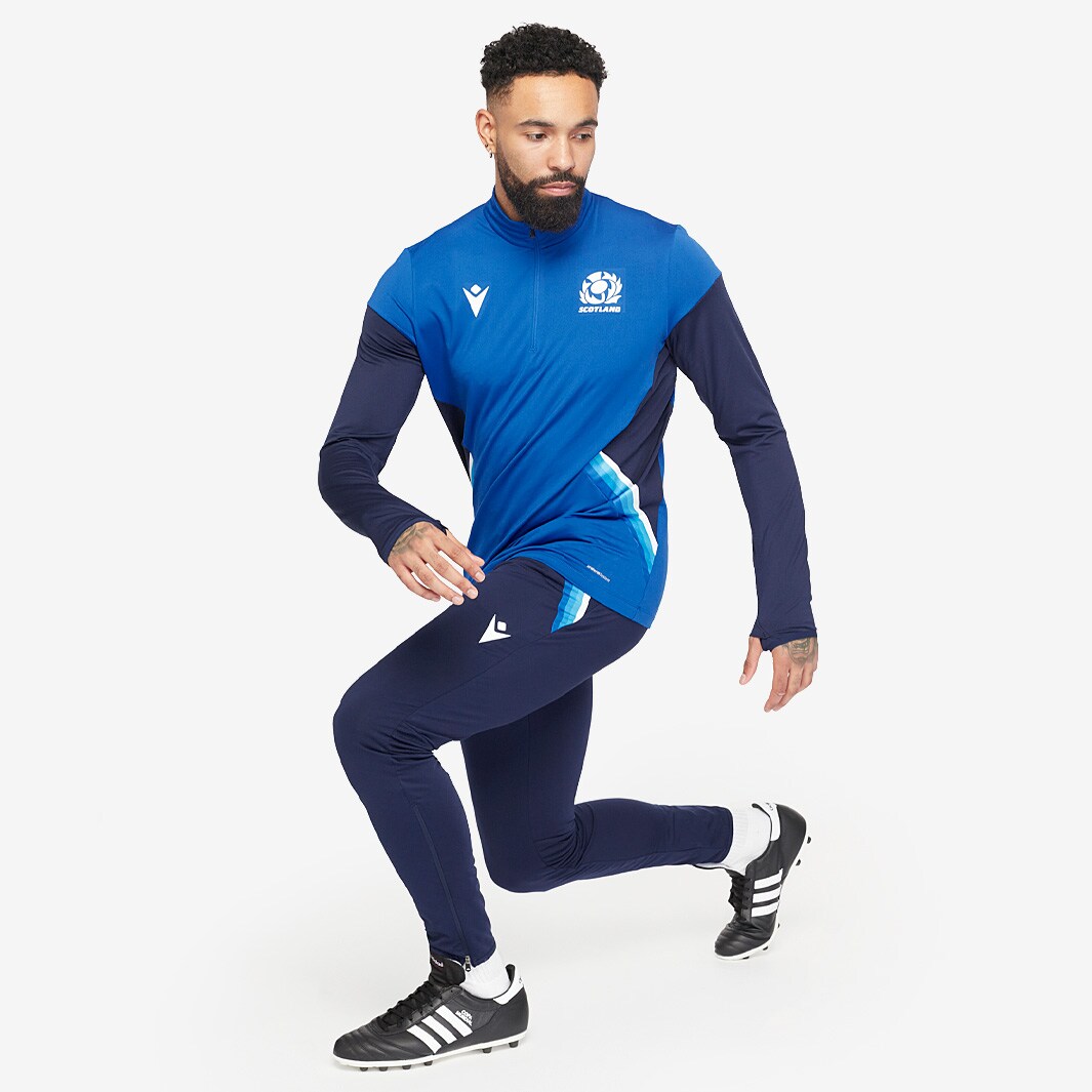 Macron Scotland 22/23 Travel 1/4 Zip Softshell Top - Royal Blue/Navy - Mens Replica