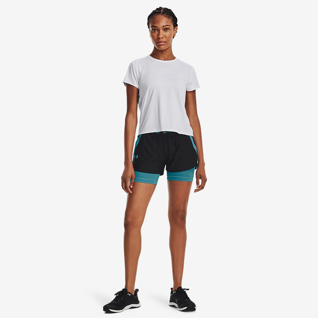 Under Armour Womens Play Up 2-in-1 Shorts - Black/Glacier Blue/Glacier ...