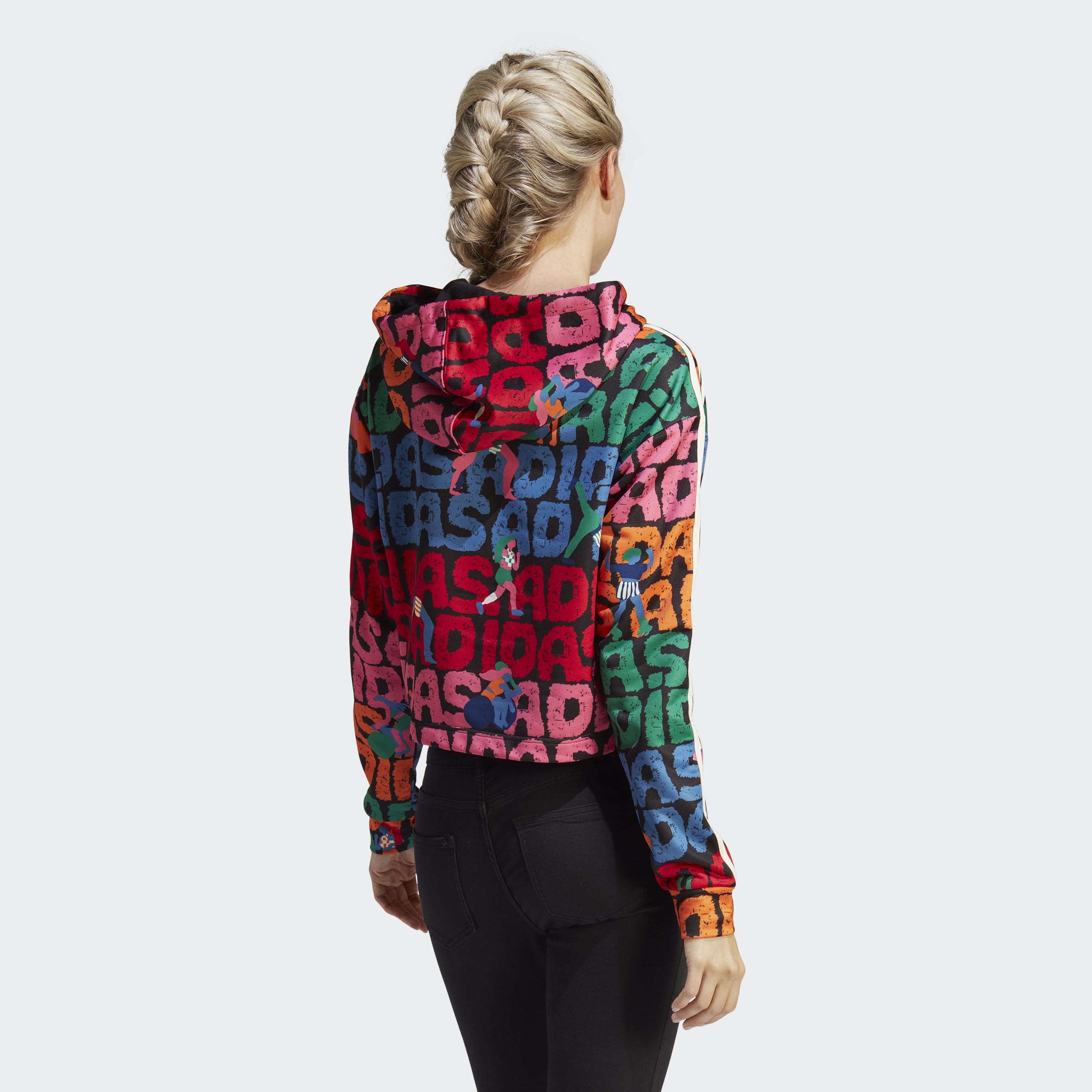 adidas FARM Rio 3-Stripes Hoodie Black / Better Scarlet Womens Clothing ...