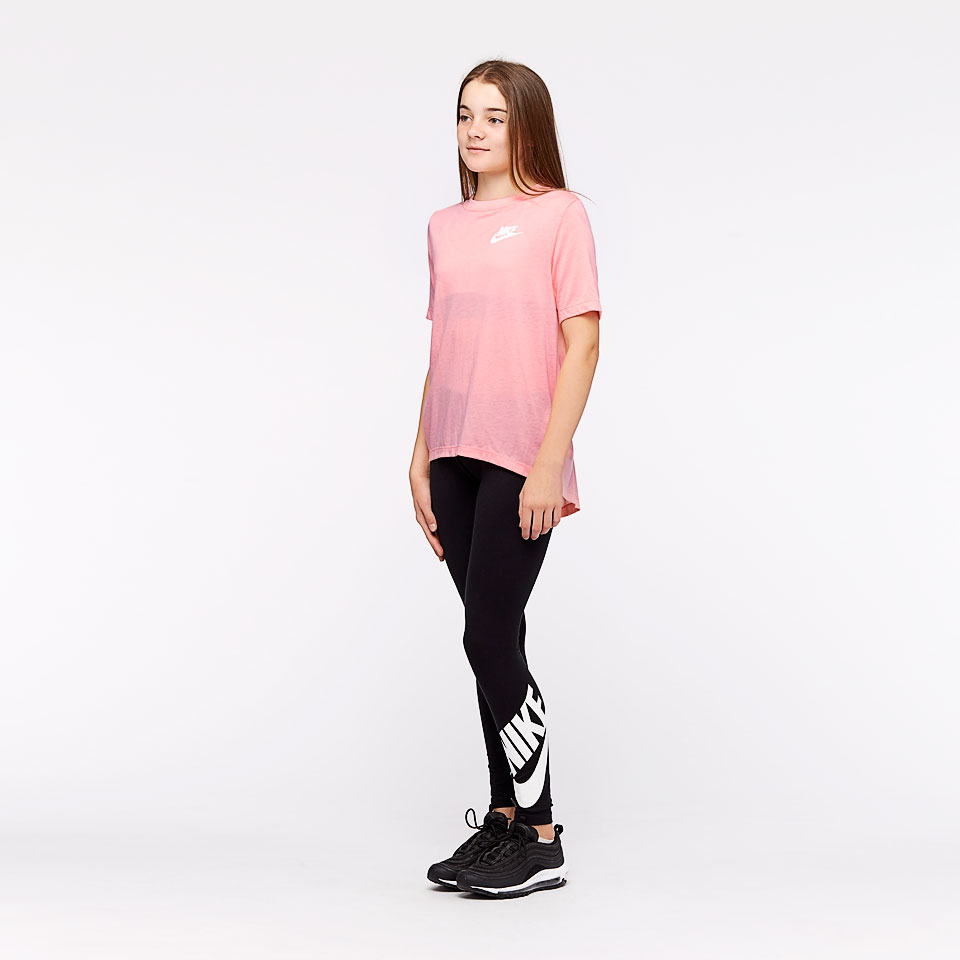 Nike Girls swoosh Top Shortsleeve Core - Bleached Coral/White - Girls ...