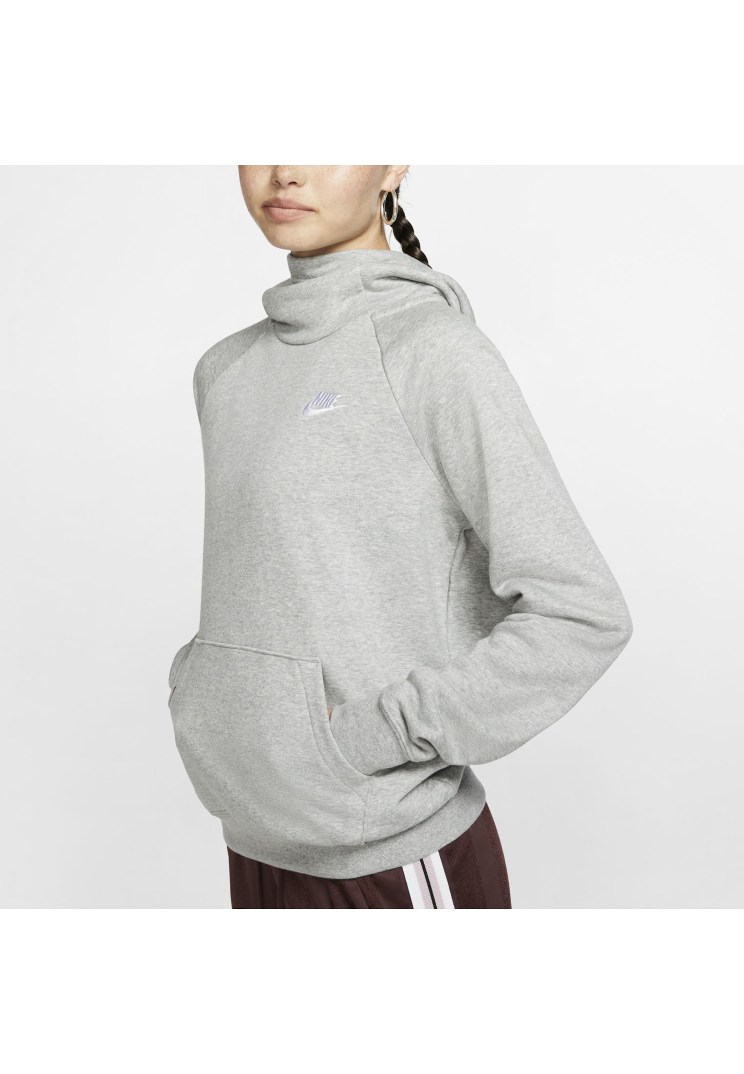 Nike Sportswear Essential Womens Funnel Neck Fleece Pullover Hoodie ...