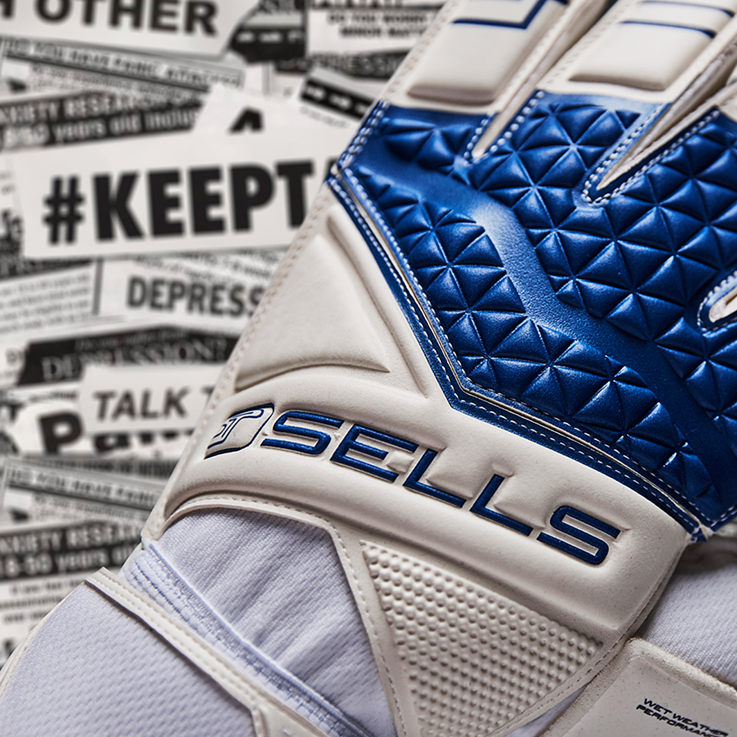Sells Mind Wrap Aqua Jr - White/Navy - Junior Goalkeeping gloves - Roll ...