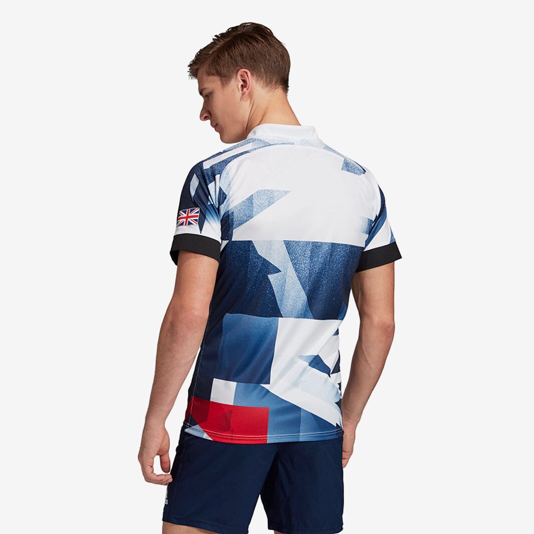 adidas Team GB Rugby Jersey - White/Blue/Red - Mens Clothing