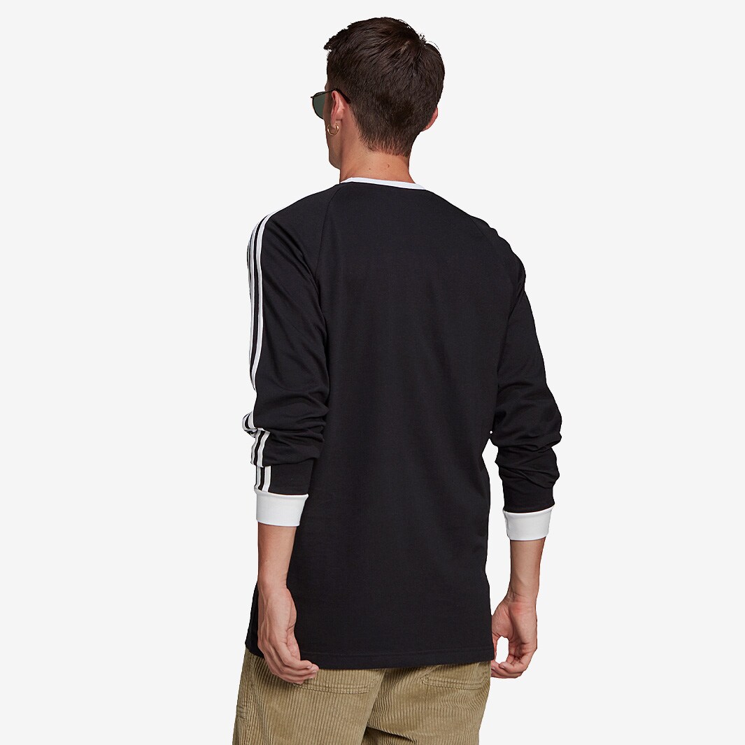 adidas Originals 3-Stripes LS Tee - Black - Tops - Mens Clothing