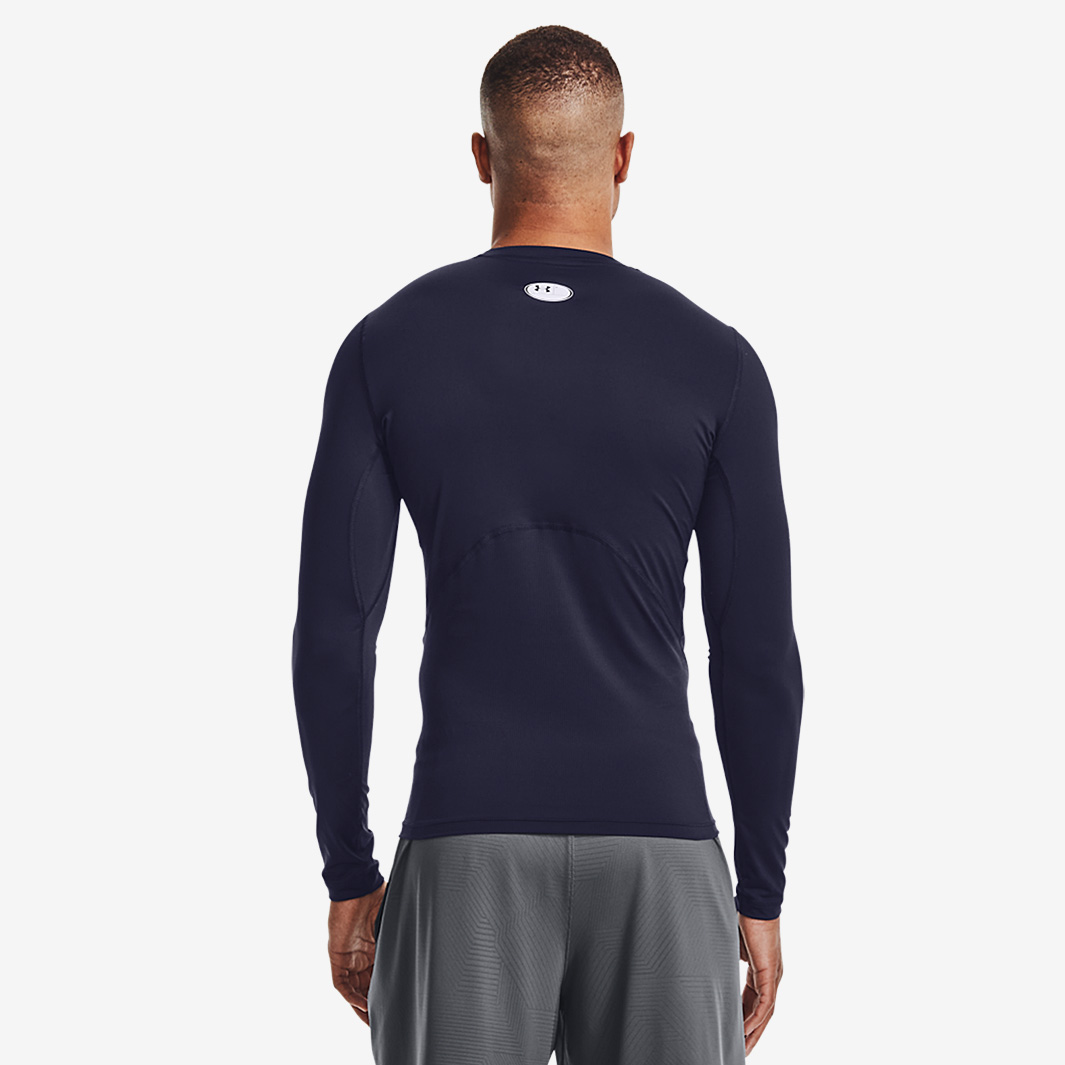 Under Armour Heat Gear Compression LS - Midnight Navy/White - Mens Base ...