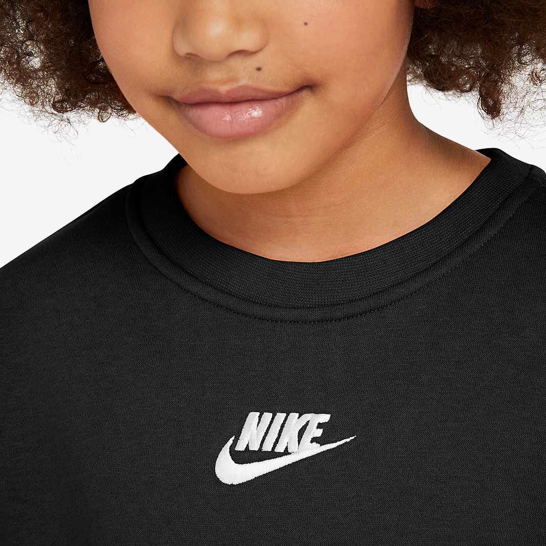 Nike Sportswear Girls Club Fleece BF Crew LBR - Black/White - Tops ...