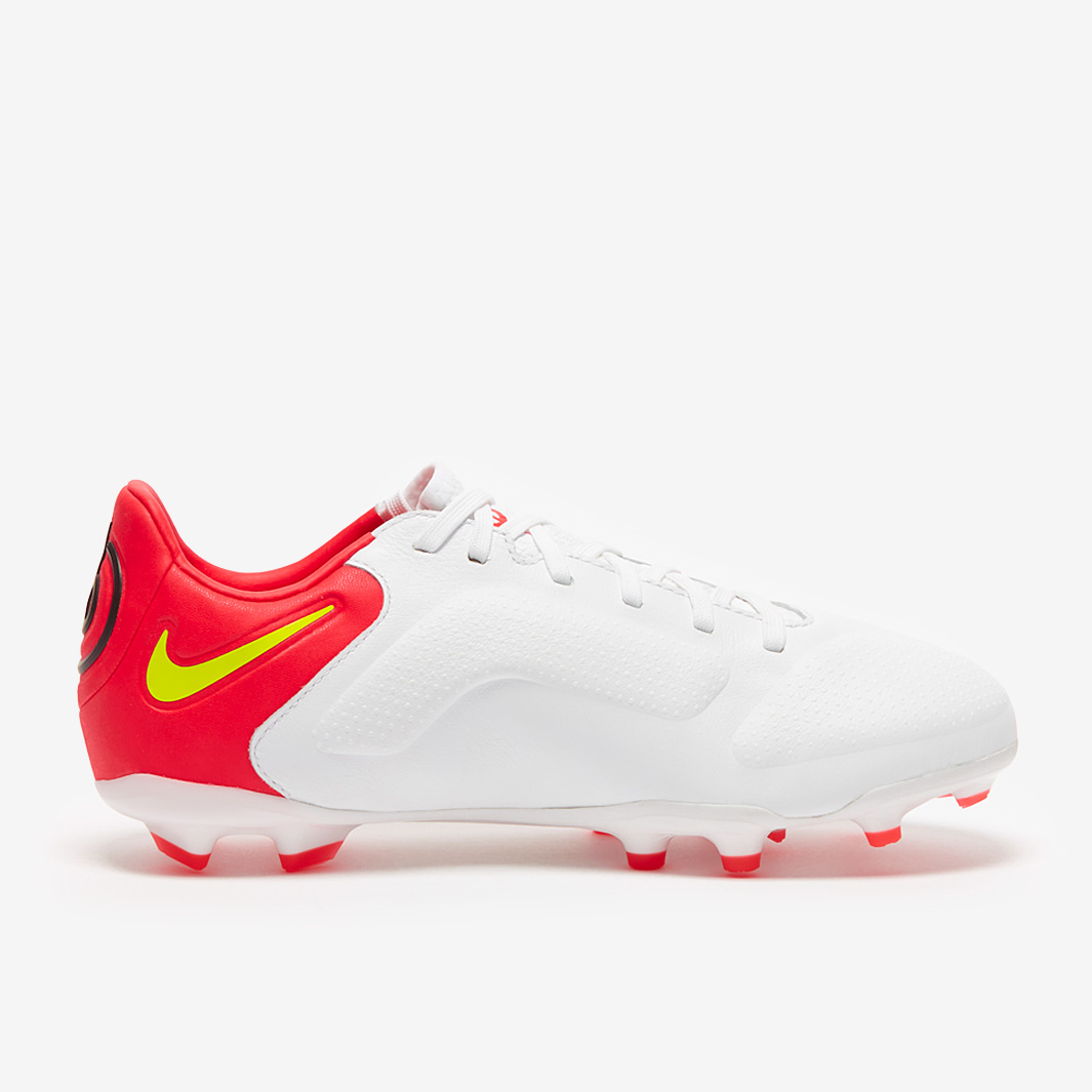 Nike Kids Legend IX Pro FG - White/Volt/Bright Crimson - Junior Boots