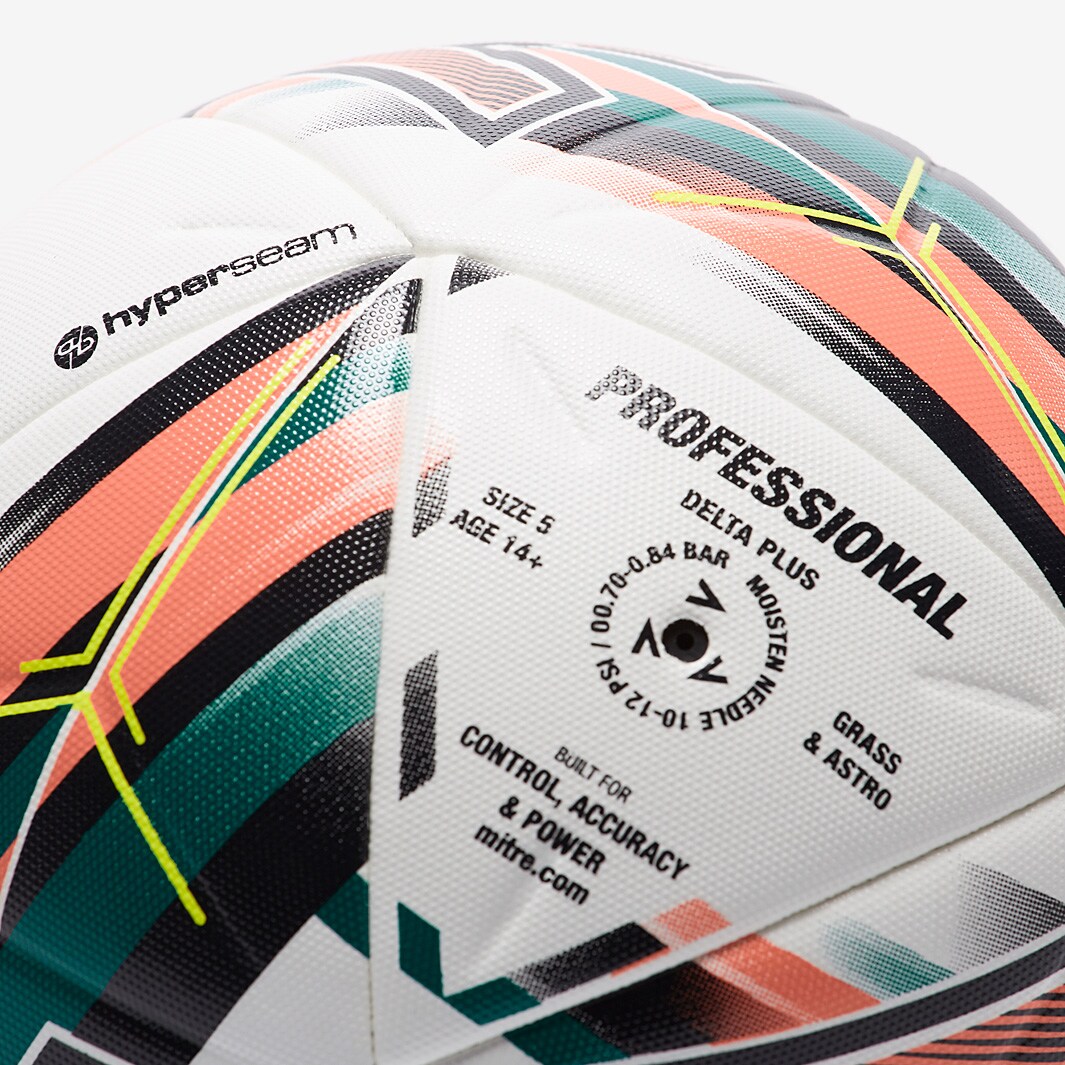 Mitre Delta Plus Football - White/Black/Dark Orange/Dark Green ...