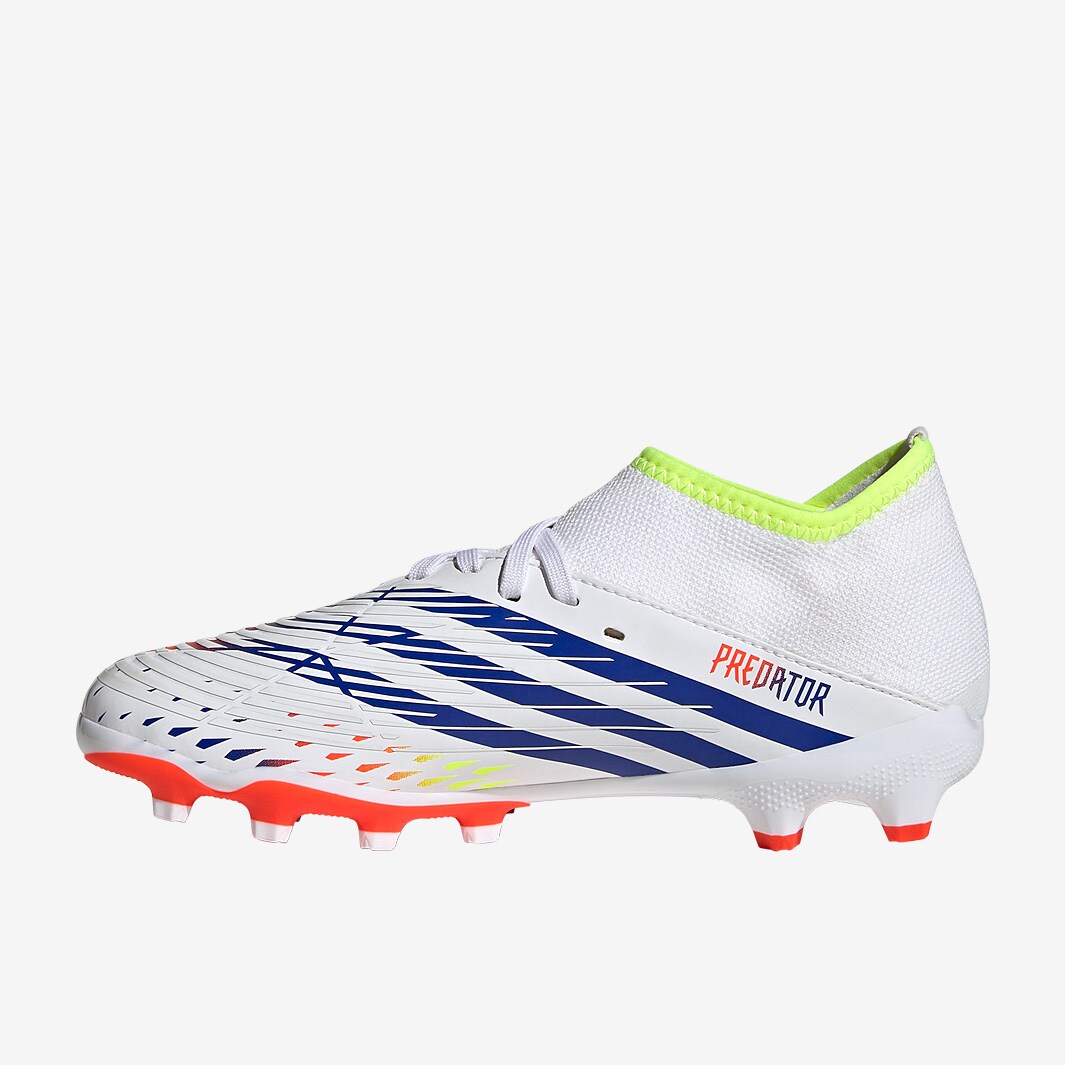adidas Kids Predator Edge.3 MG - White/Solar Yellow/Power Blue - Junior ...