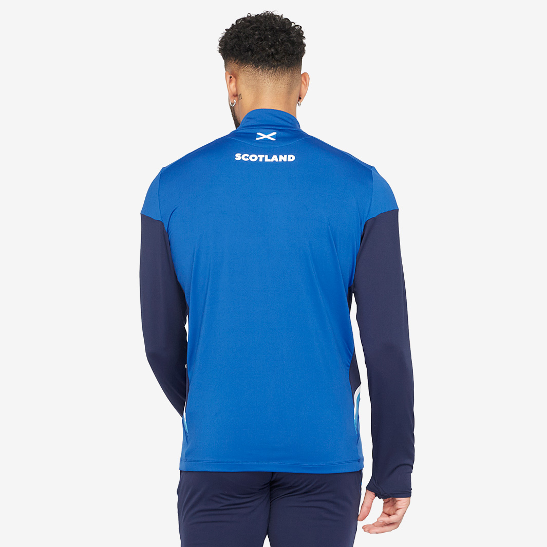 Macron Scotland 22/23 Travel 1/4 Zip Softshell Top - Royal Blue/Navy ...