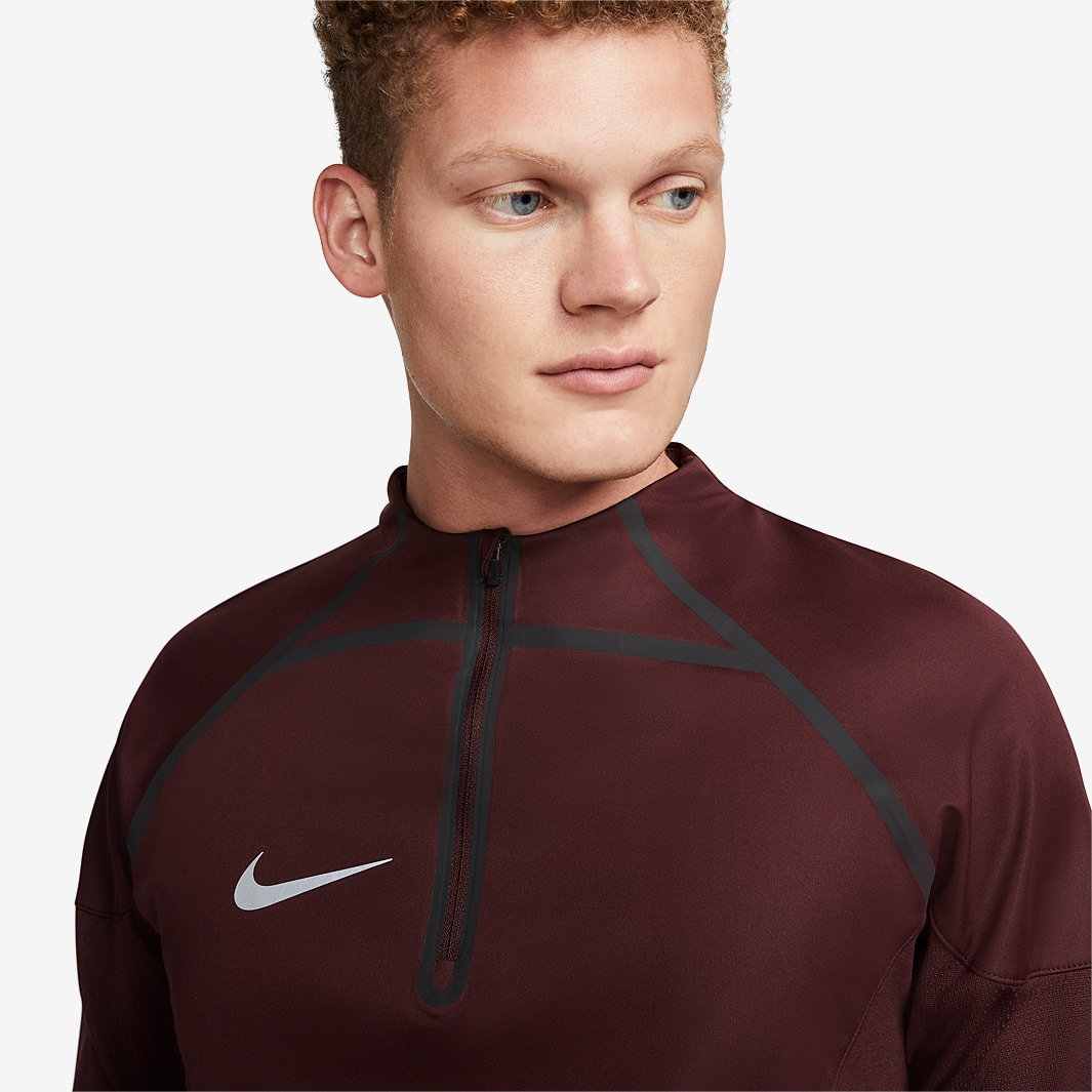 Nike Advanced Strike LS Drill Top - Burgundy Crush/Reflective Silver ...