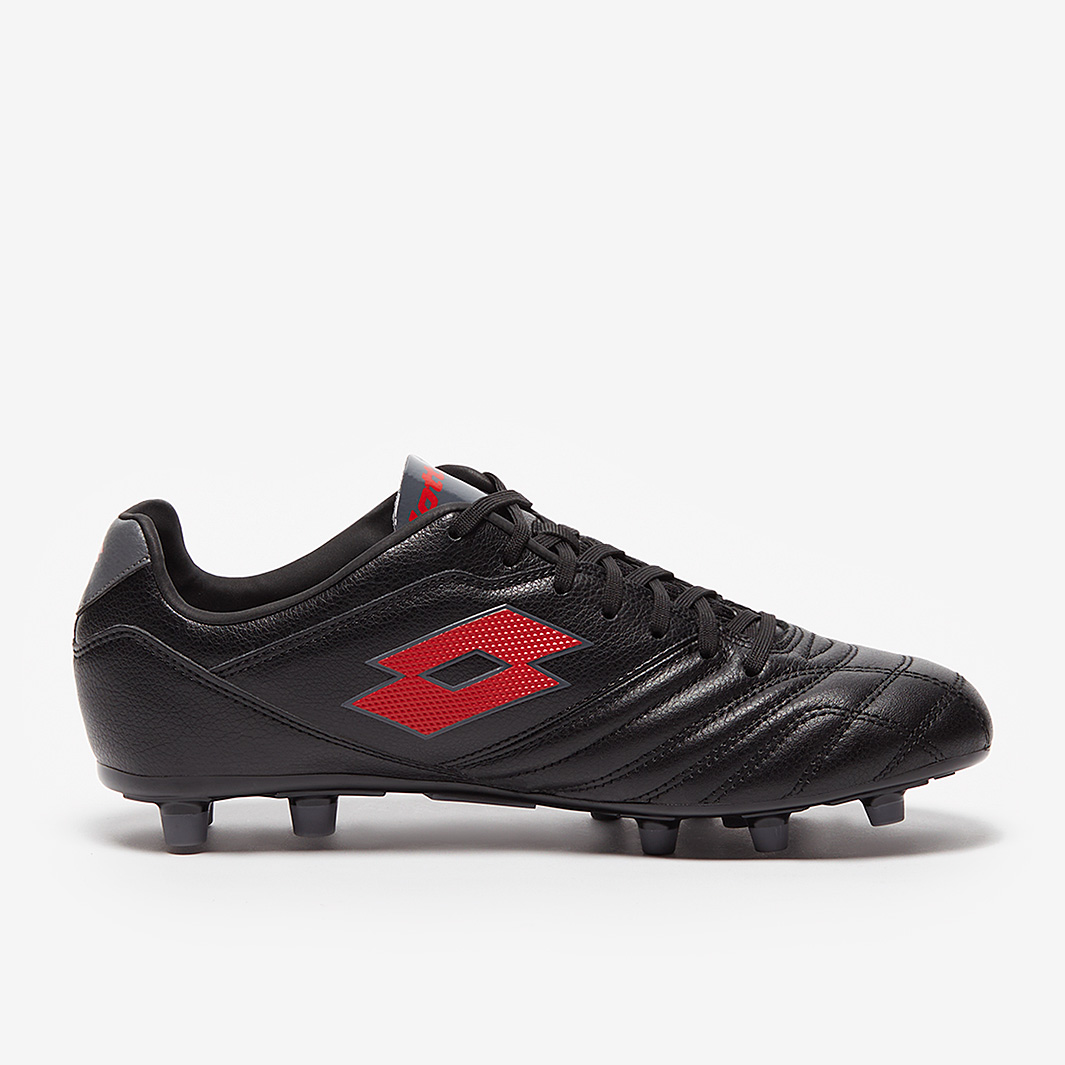 Lotto Stadio 300 III FG - All Black/Flame Red - Mens Boots | Pro:Direct ...