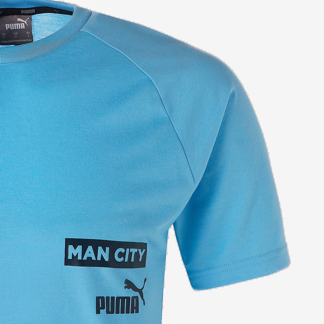Puma Manchester City 22 23 Casuals Tee Team Light Blue Parisian Night