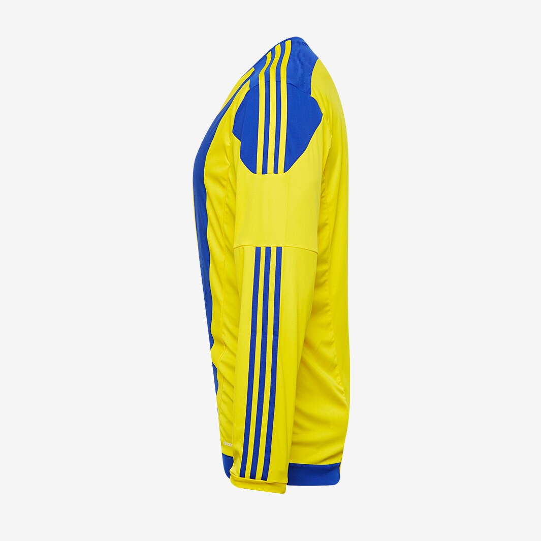 Mens Football Teamwear - adidas Striped 15 Long Sleeve Jersey - Yellow ...
