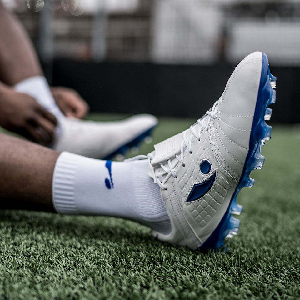 Concave Aura+ FG - Mens Soccer Cleats - Firm Ground - White/Blue