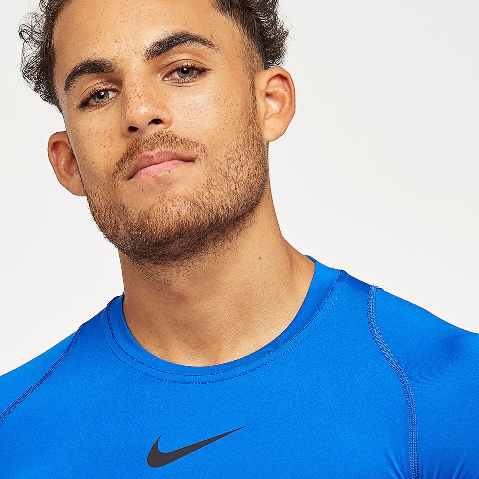 Nike Pro Shortsleeve Compression Top - Game Royal/Black/Black - Mens ...