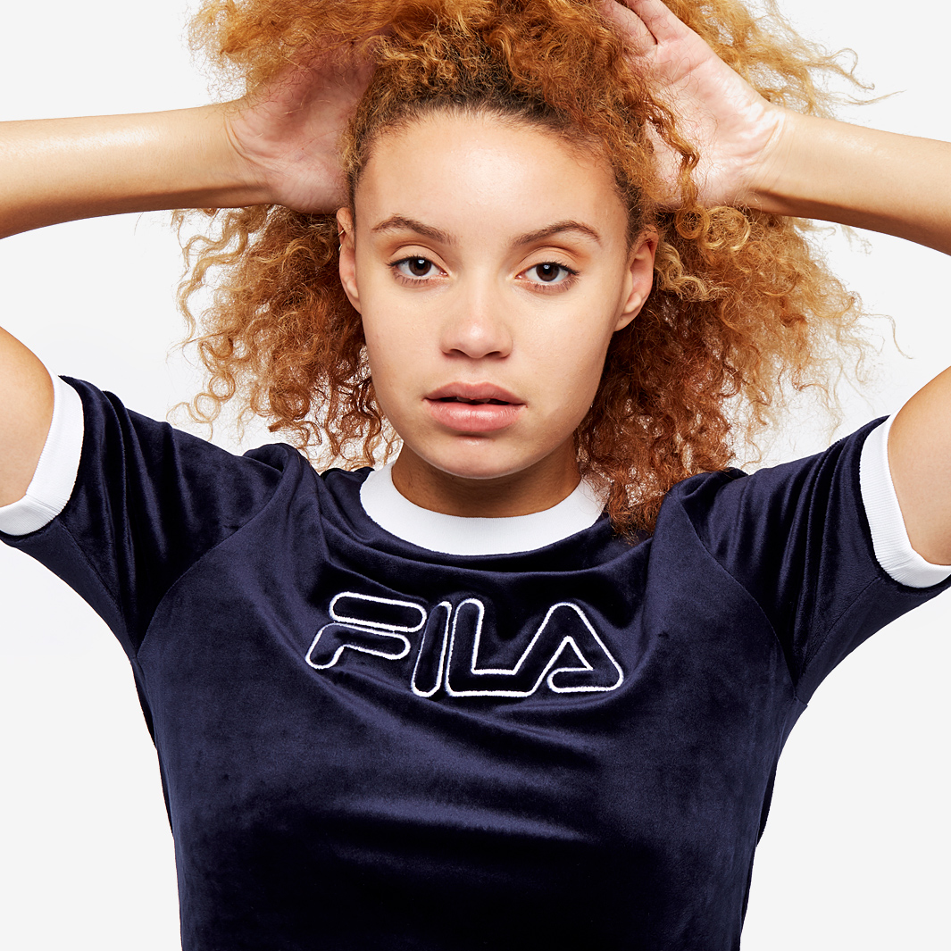 Womens Clothing - Fila Womens Emiliana Velour Ringer Tee - Peacoat ...