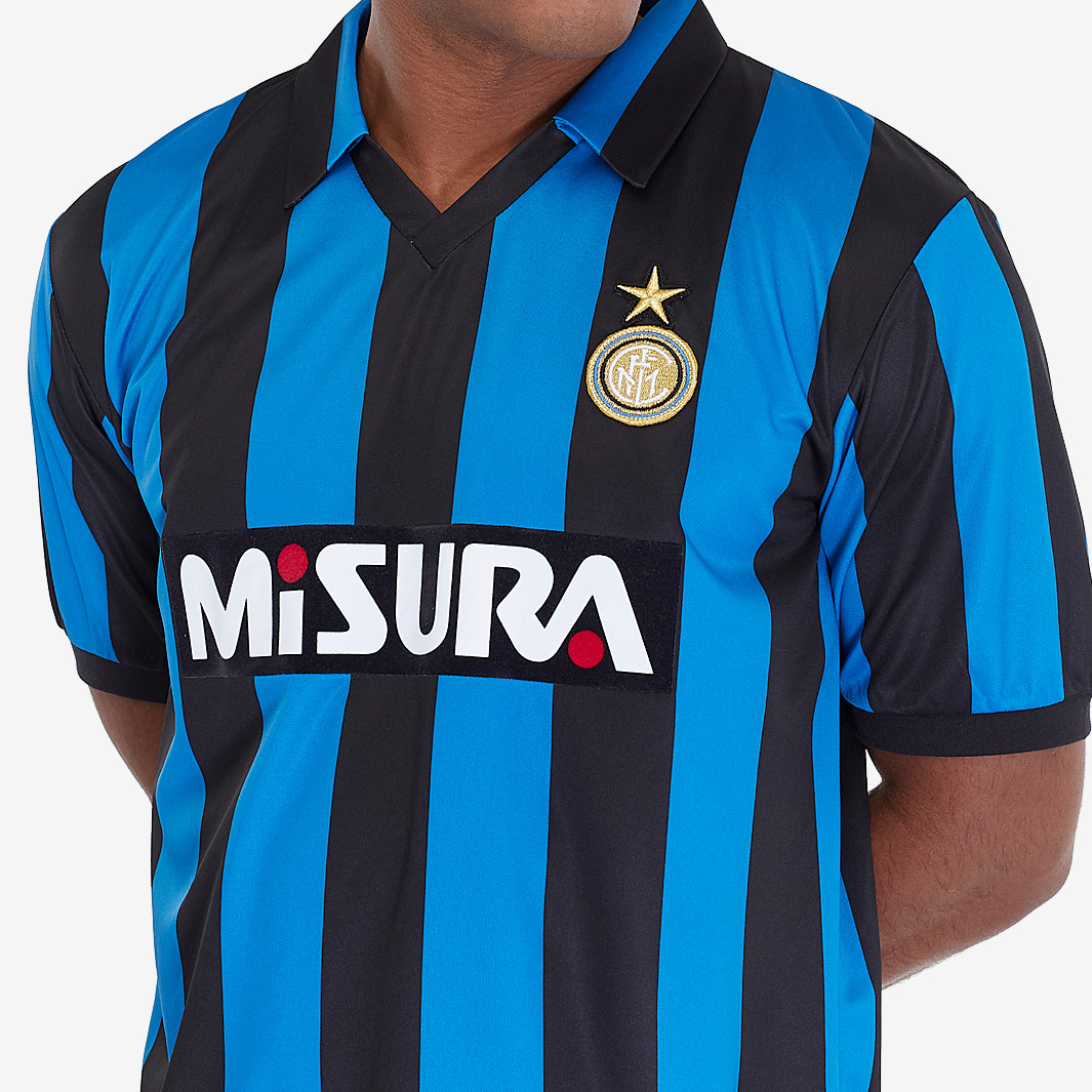 Score Draw Retro Inter Milan 1990 Home Shirt - Blue/Black - Mens ...