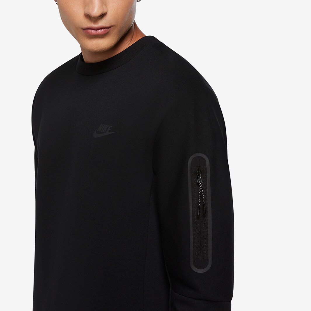 Nike Sportswear Tech Fleece Crew - Black - Tops - Mens Clothing
