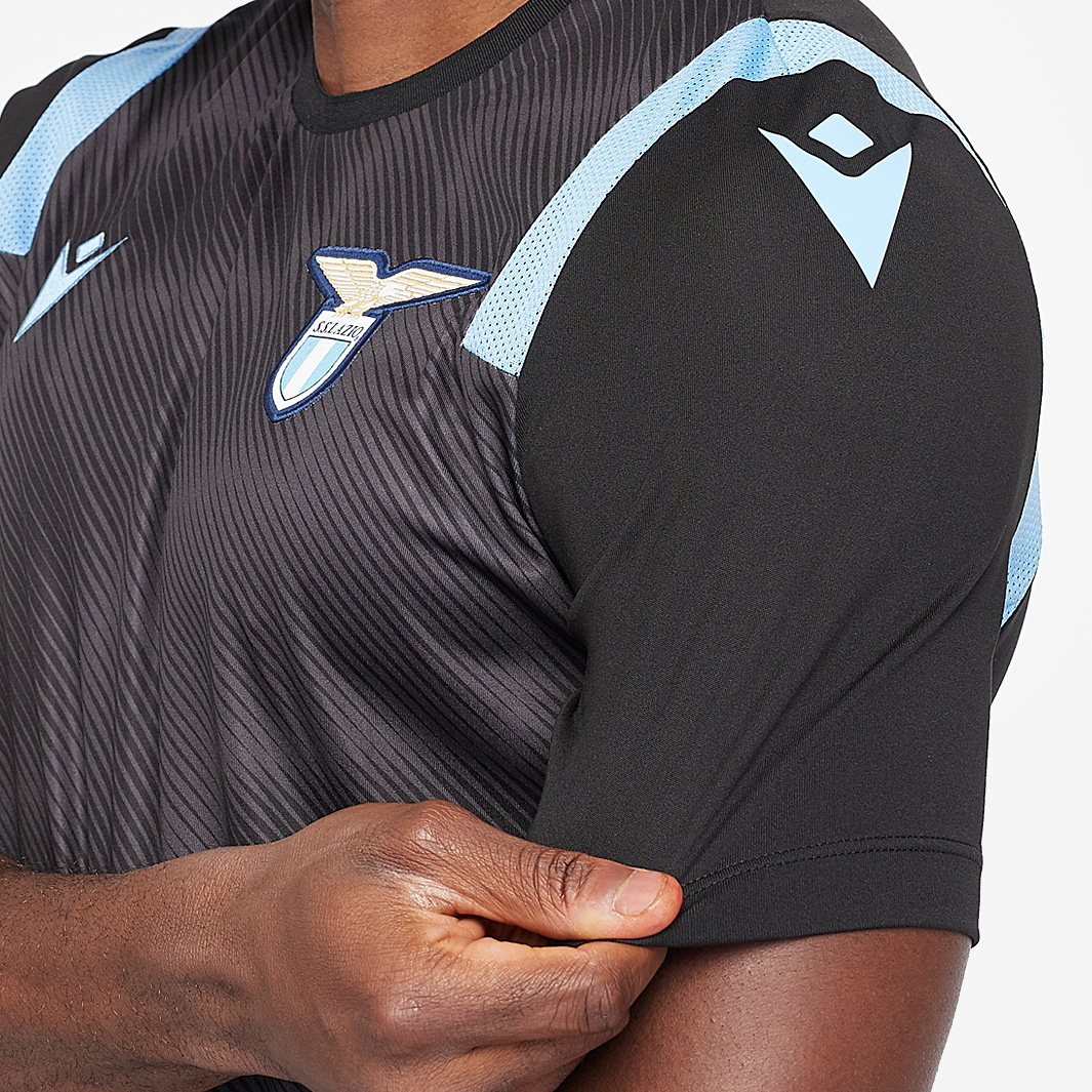 Macron Lazio 2020/21 Pre Game Shirt - Black/Sky - Tops - Mens Replica