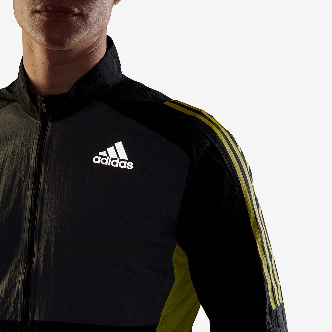 adidas Track Jacket - Black/Grey Five/Acid Yellow - Mens Clothing