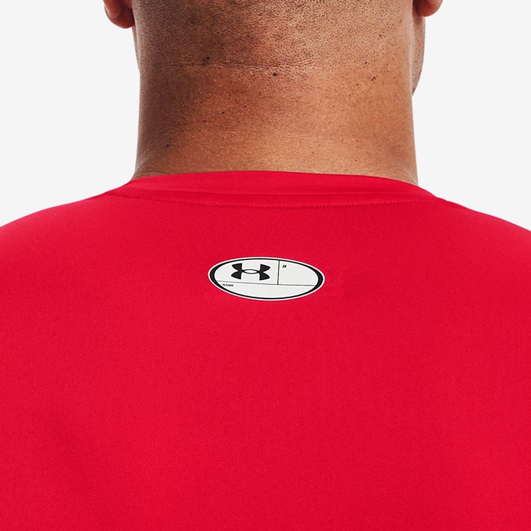 Under Armour Heat Gear Compression SS - Red/White - Mens Base Layer