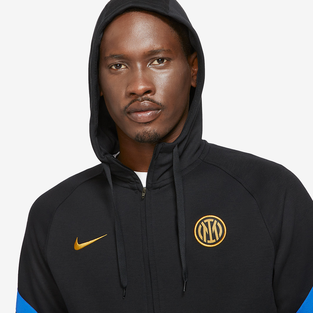 Nike Inter Milan 21/22 Travel Hoodie - Black/Black/Blue Spark/Truly ...