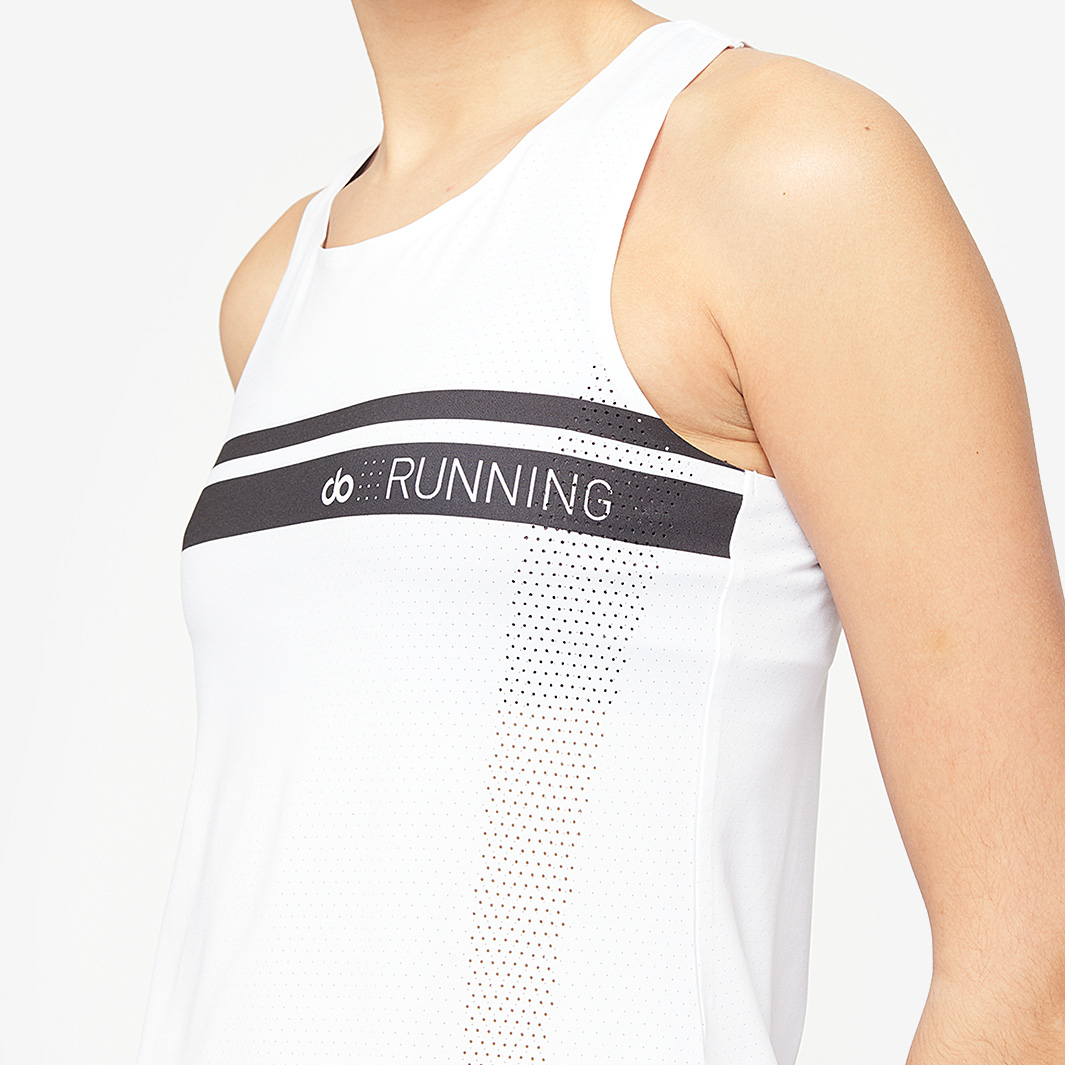 do Womens Be Set Free Sheer Speed Tank - White/Black-Womens Clothing