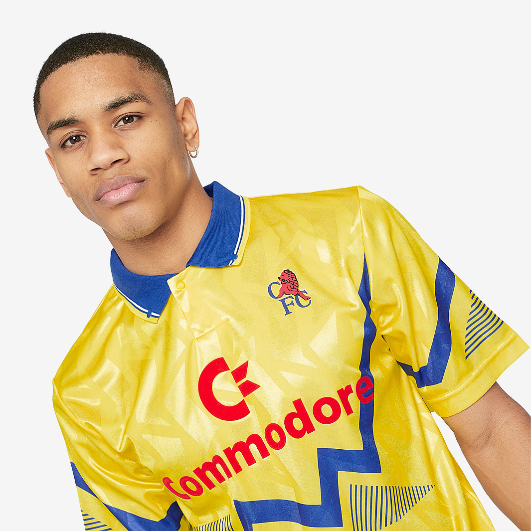Score Draw Chelsea 1990 Third Shirt - Yellow/Blue - Mens Replica