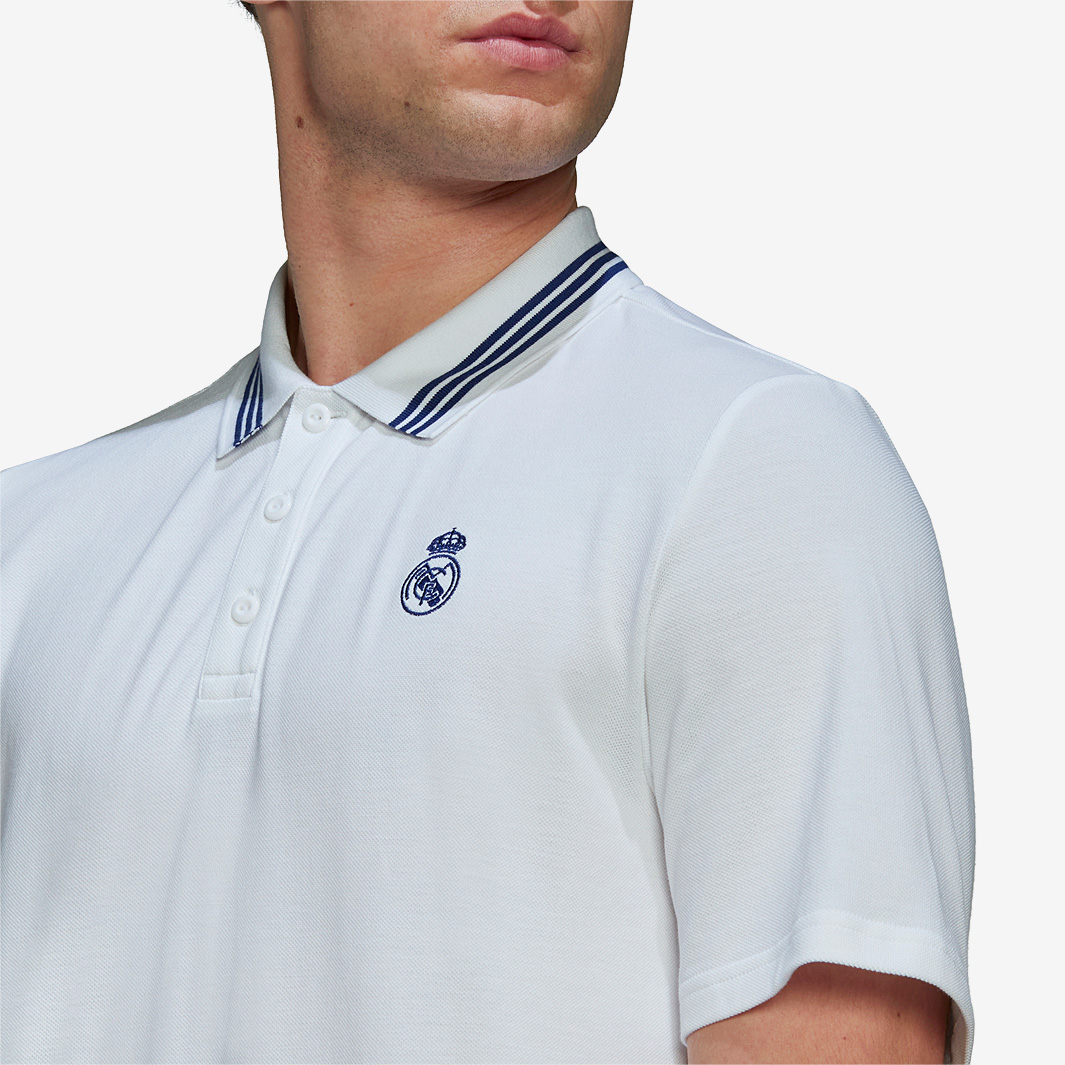 adidas Real Madrid 21/22 Polo Shirt - White - Mens Replica | Pro:Direct ...